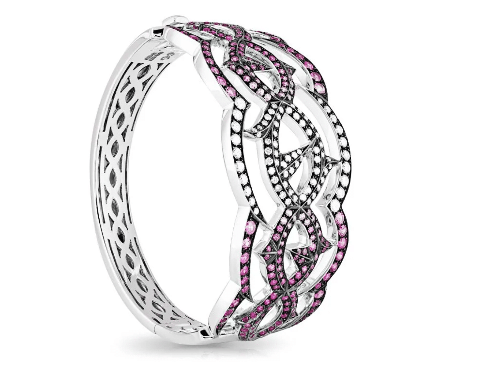 Stephen Webster Diamond & Pink Sapphire Thorn Hinged Cuff Gold Bracelet ...
