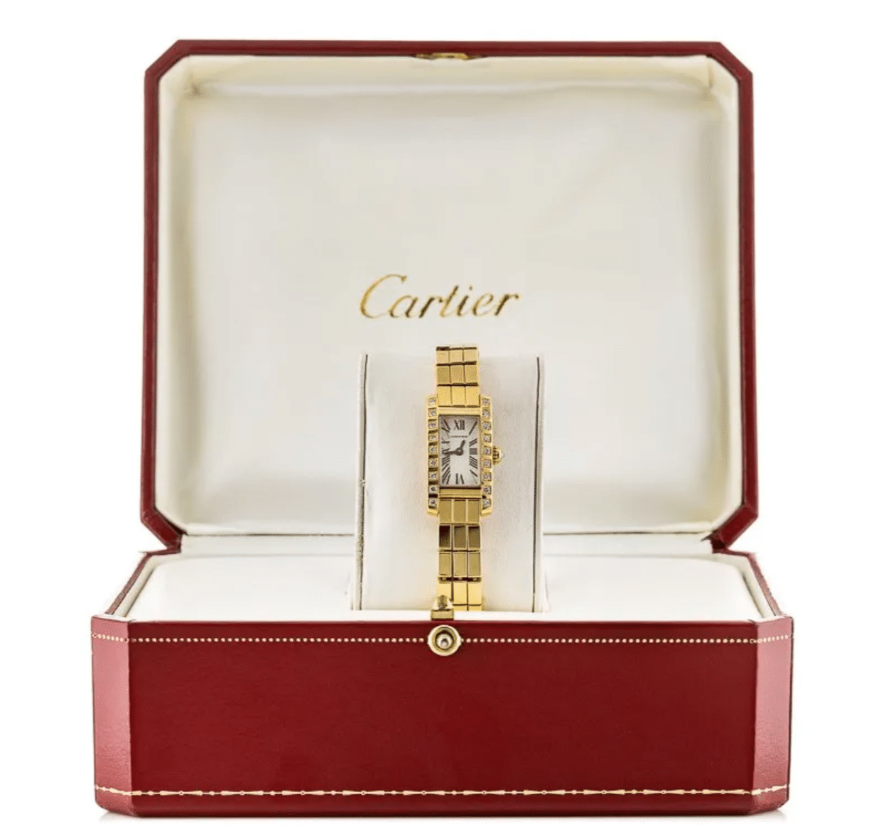 Cartier Allongee Lanieres Yellow Gold 18ct. Diamonds Watch Box Service ...